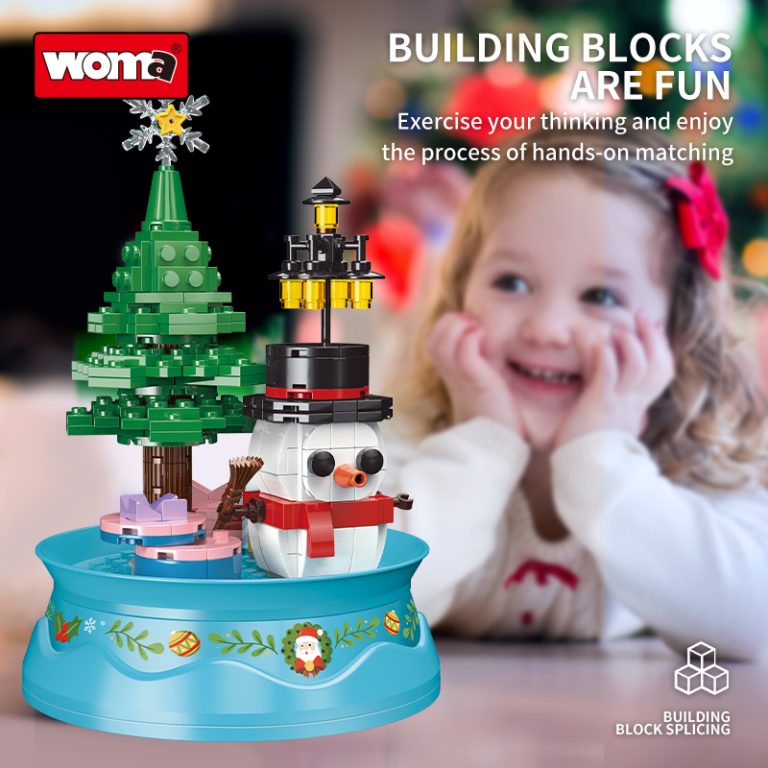 Rotating music box building blocks,Christmas atmosphere building block ...
