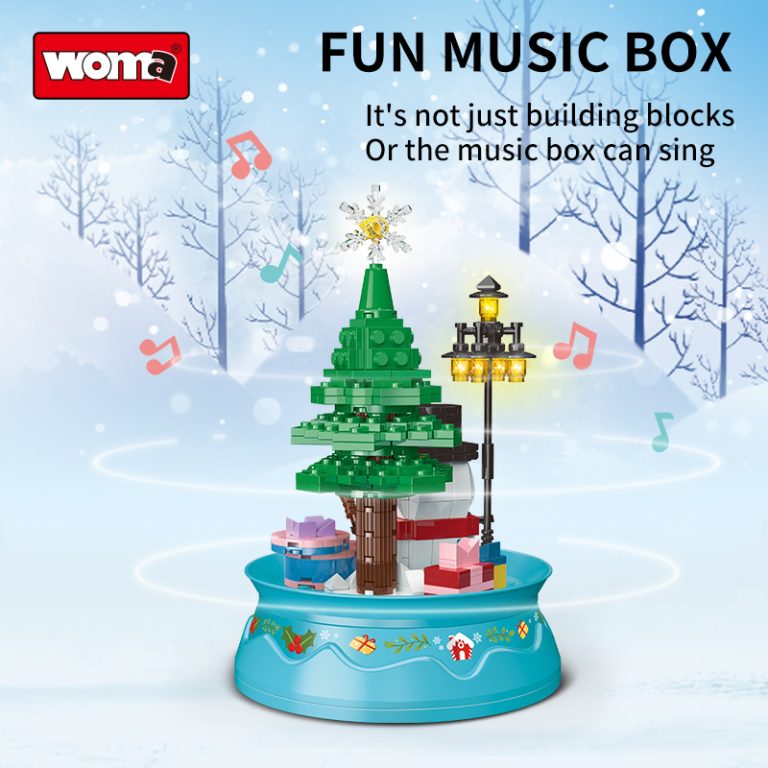 Rotating music box building blocks,Christmas atmosphere building block ...
