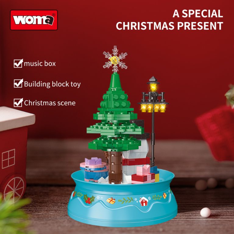 Rotating music box building blocks,Christmas atmosphere building block ...