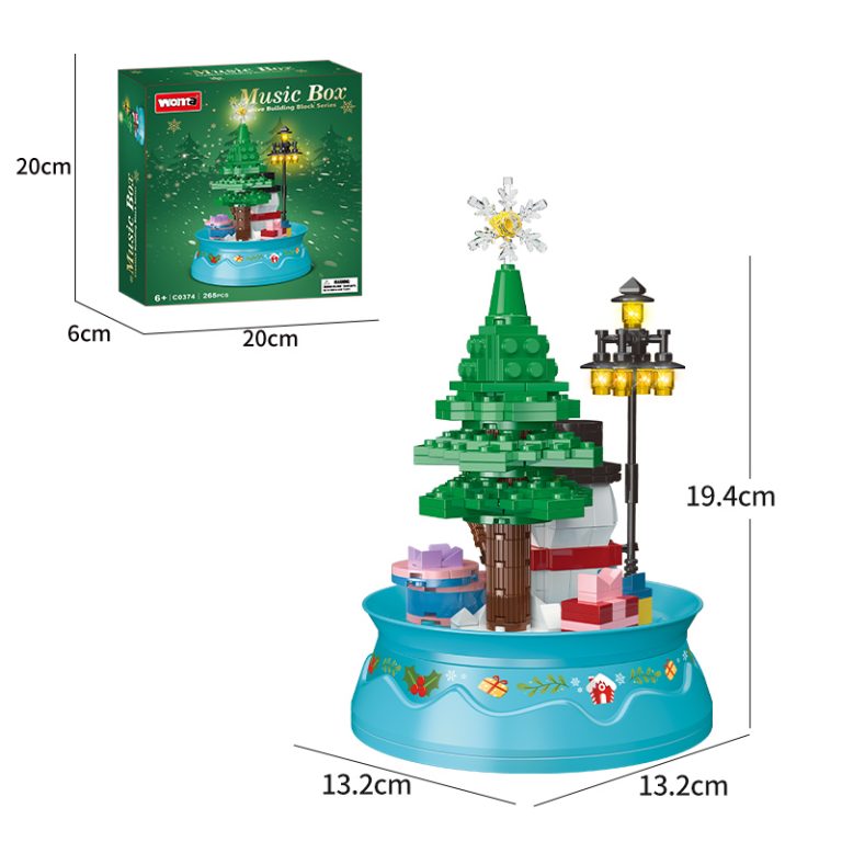 Rotating music box building blocks,Christmas atmosphere building block ...
